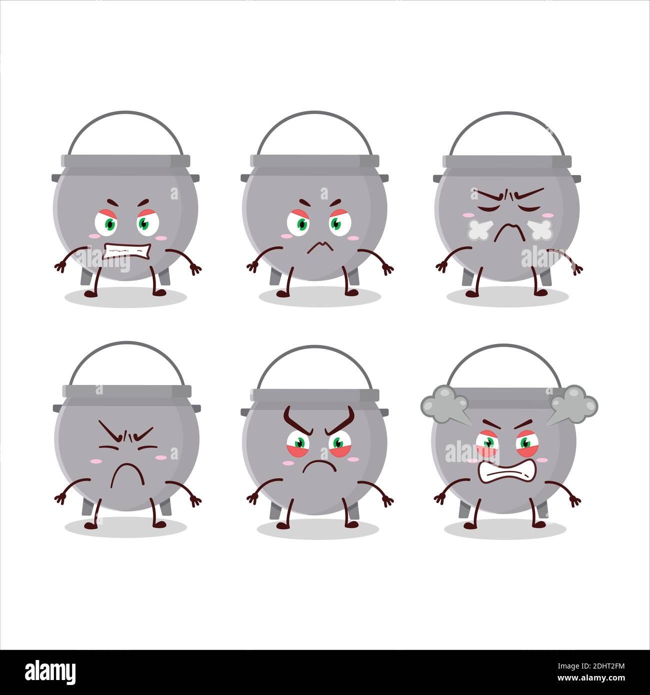 Cauldron bottle cartoon character with various angry expressions ...