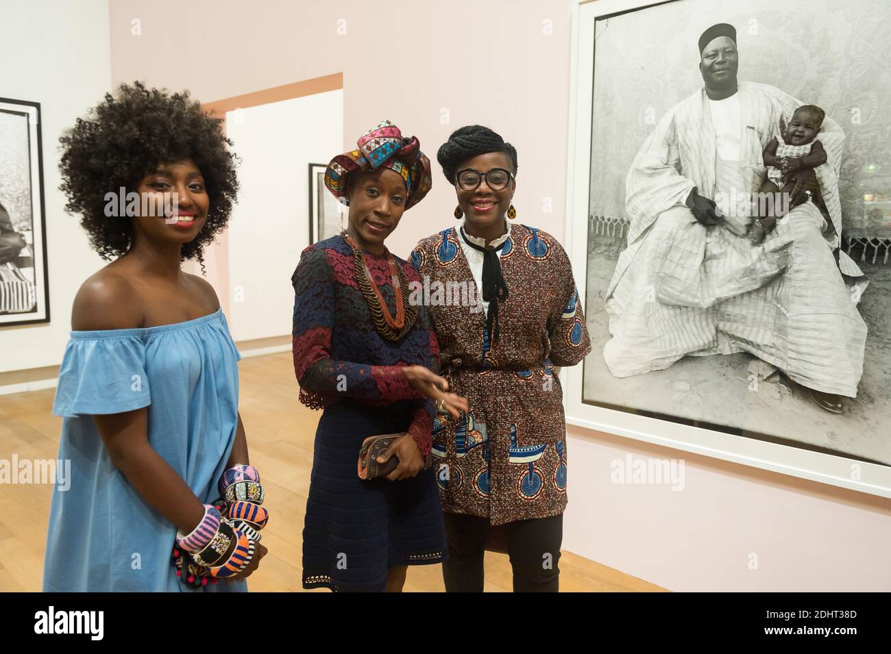 Malian singer Inna Modja poses with guests during the vernissage of the ...