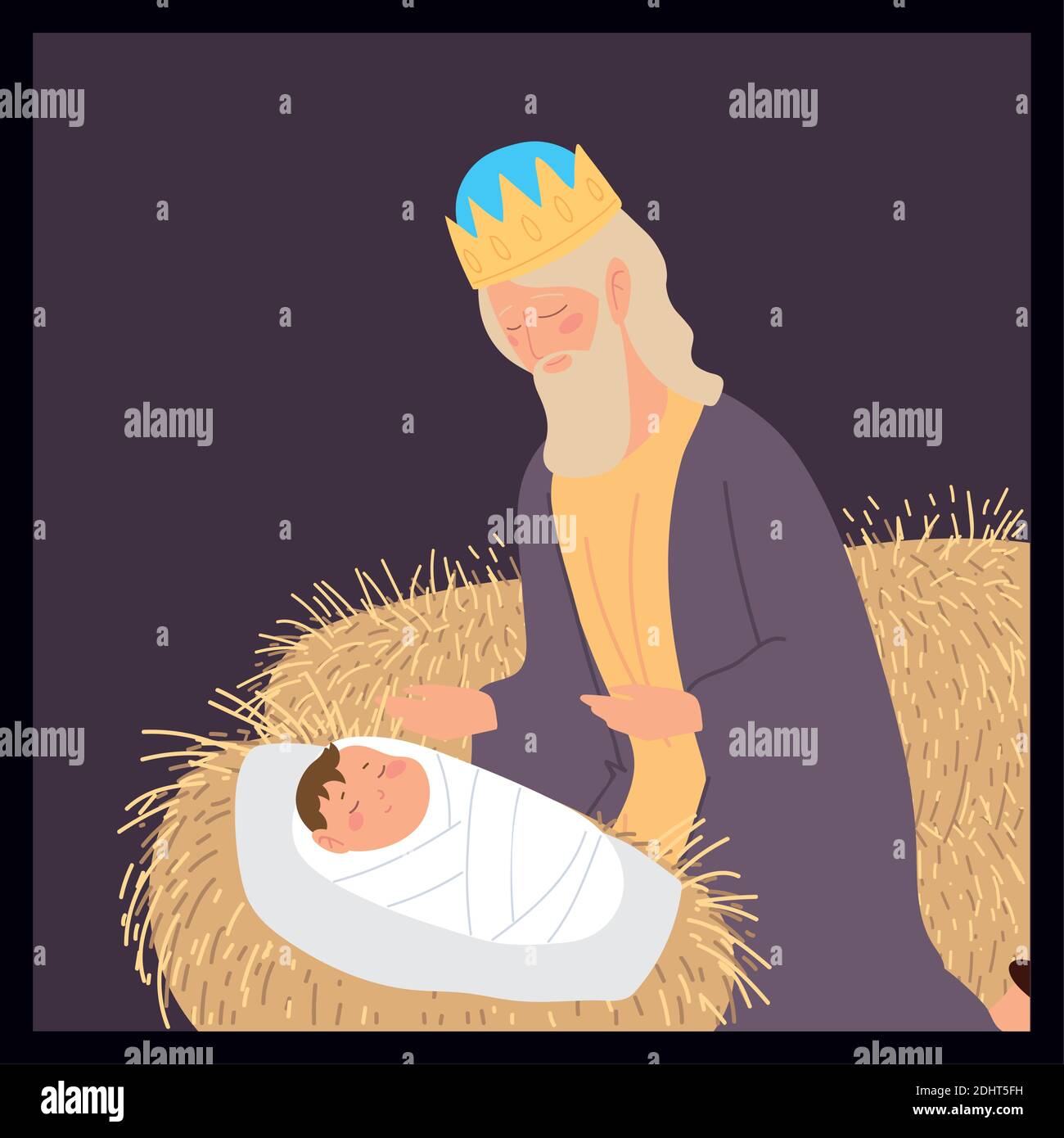 nativity baby jesus caspar wise king with gift manger vector ...
