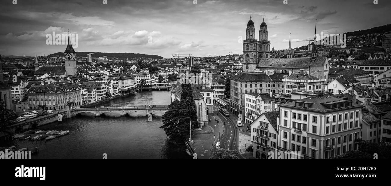 Amazing aerial view over the city of Zurich in Switzerland Stock Photo ...