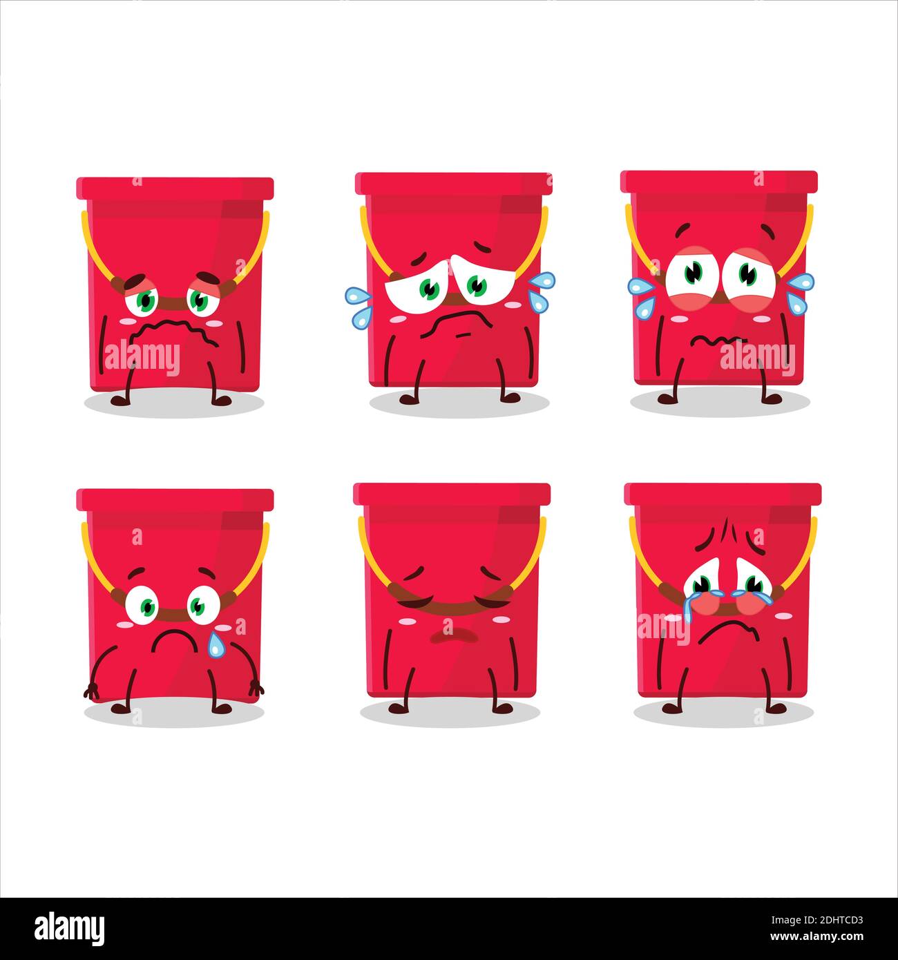 Red bucket cartoon character with sad expression. Vector illustration ...
