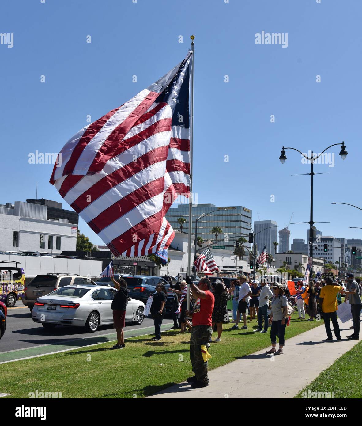 Beverly Hills, CA/USA - Aug 1, 2020: A patriotic freedom rally with ...