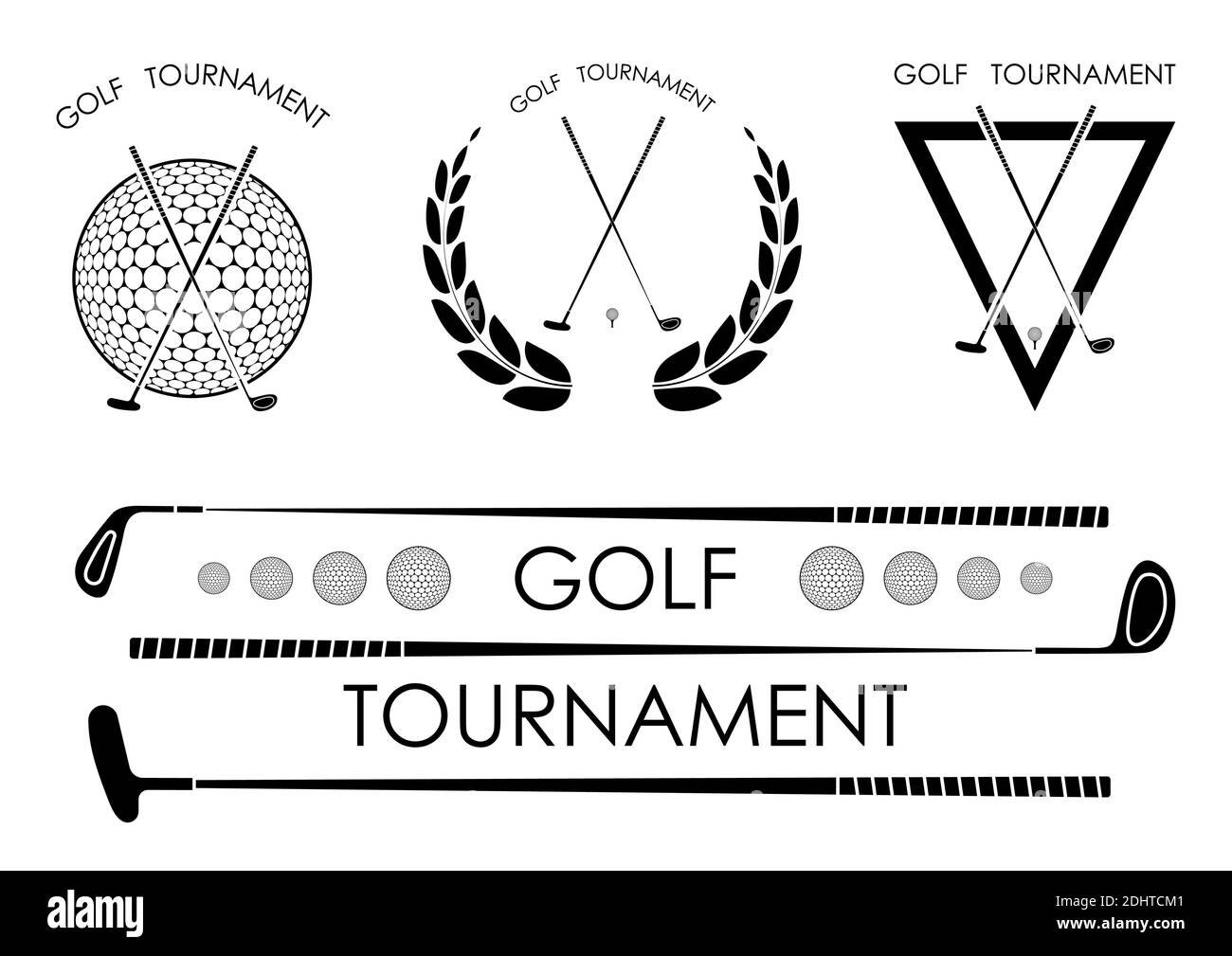 set of symbol, emblem of golf clubs for competition. Golfer sports ...