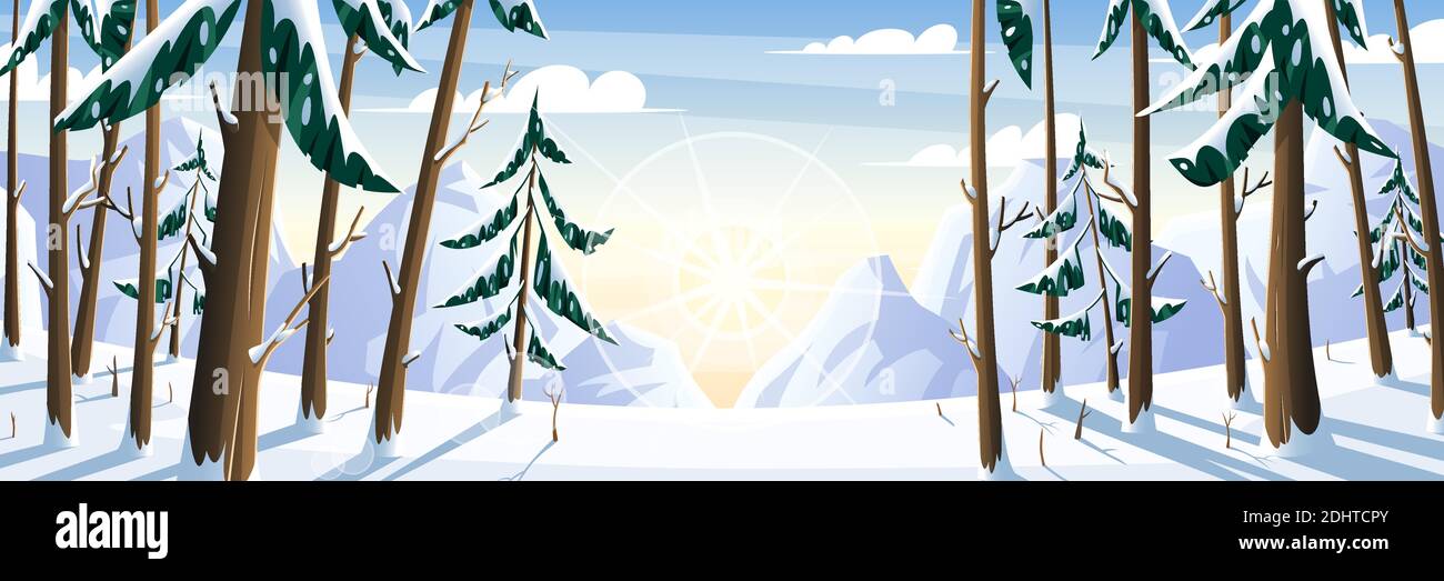 Winter landscape panorama. Vector illustration with separate layers ...