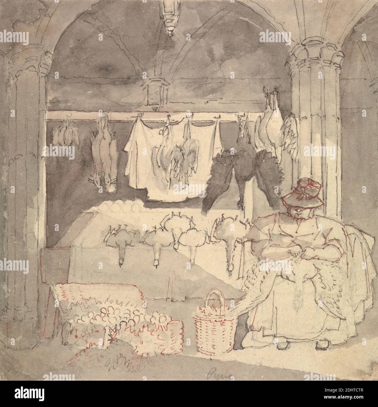 Poulterer's Shop, William Henry Pyne, 1769–1843, British, undated, Gray ...