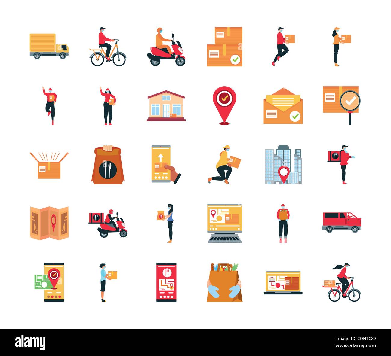 delivery icons service online transport order distribution vector ...