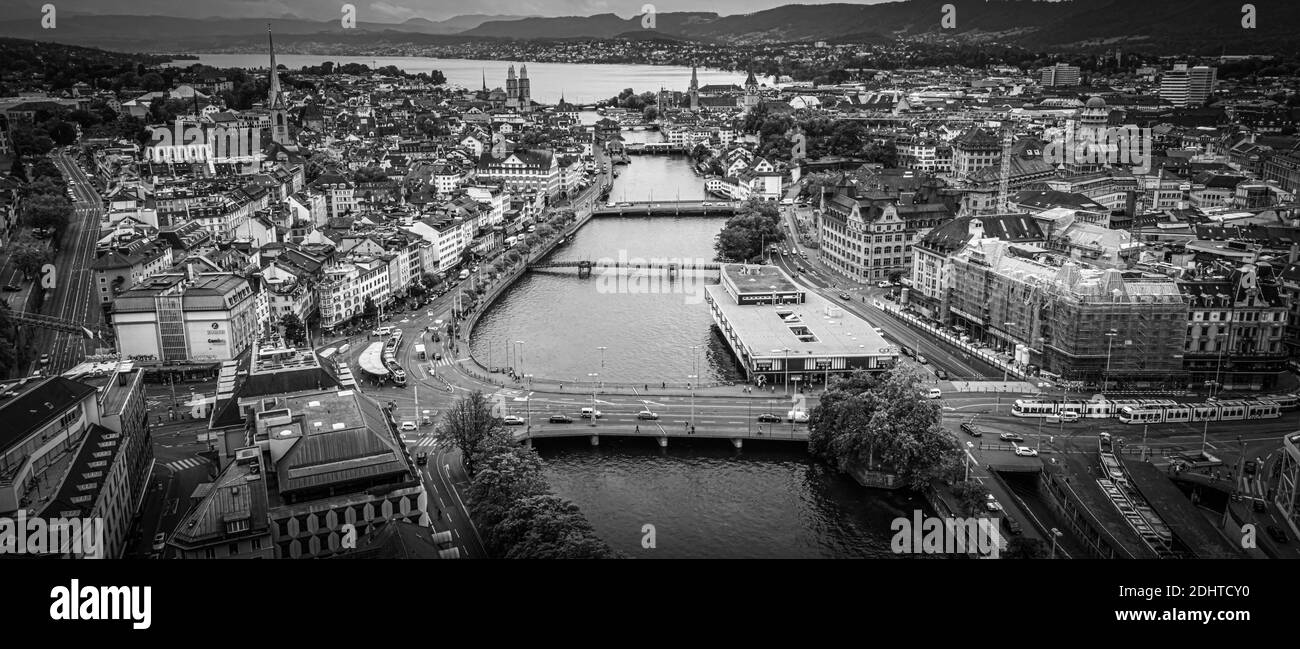 Amazing aerial view over the city of Zurich in Switzerland Stock Photo ...