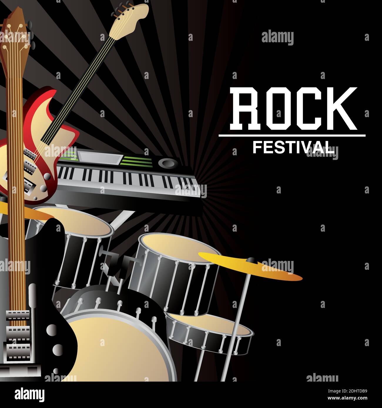rock festival poster advertising musical instruments black sunburst ...