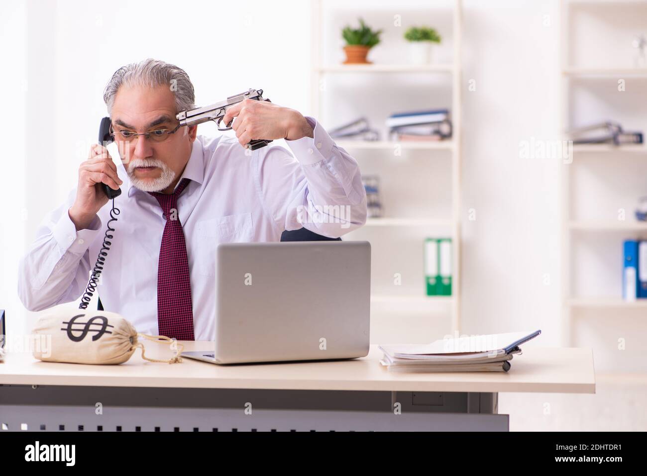 Angry old businessman talking in hi-res stock photography and images ...