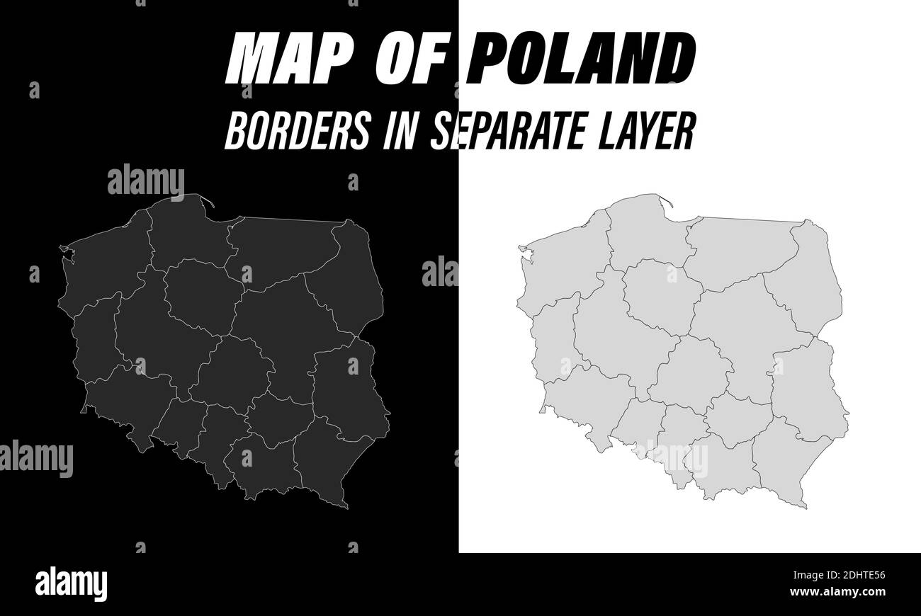 detailed map of Poland with borders. Educational design element. Easy ...
