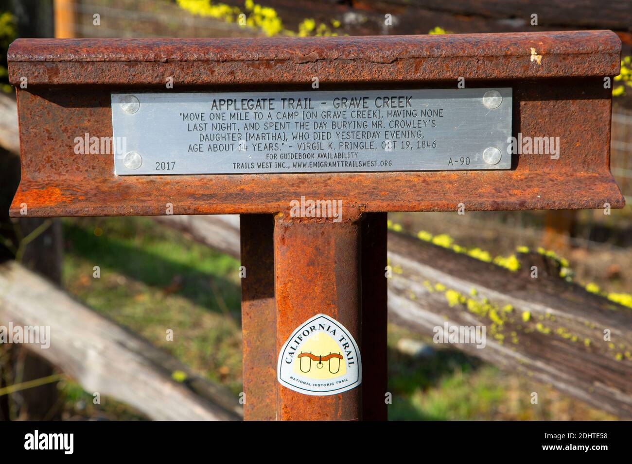 Applegate Trail interpretive marker at Grave Creek Covered Bridge ...