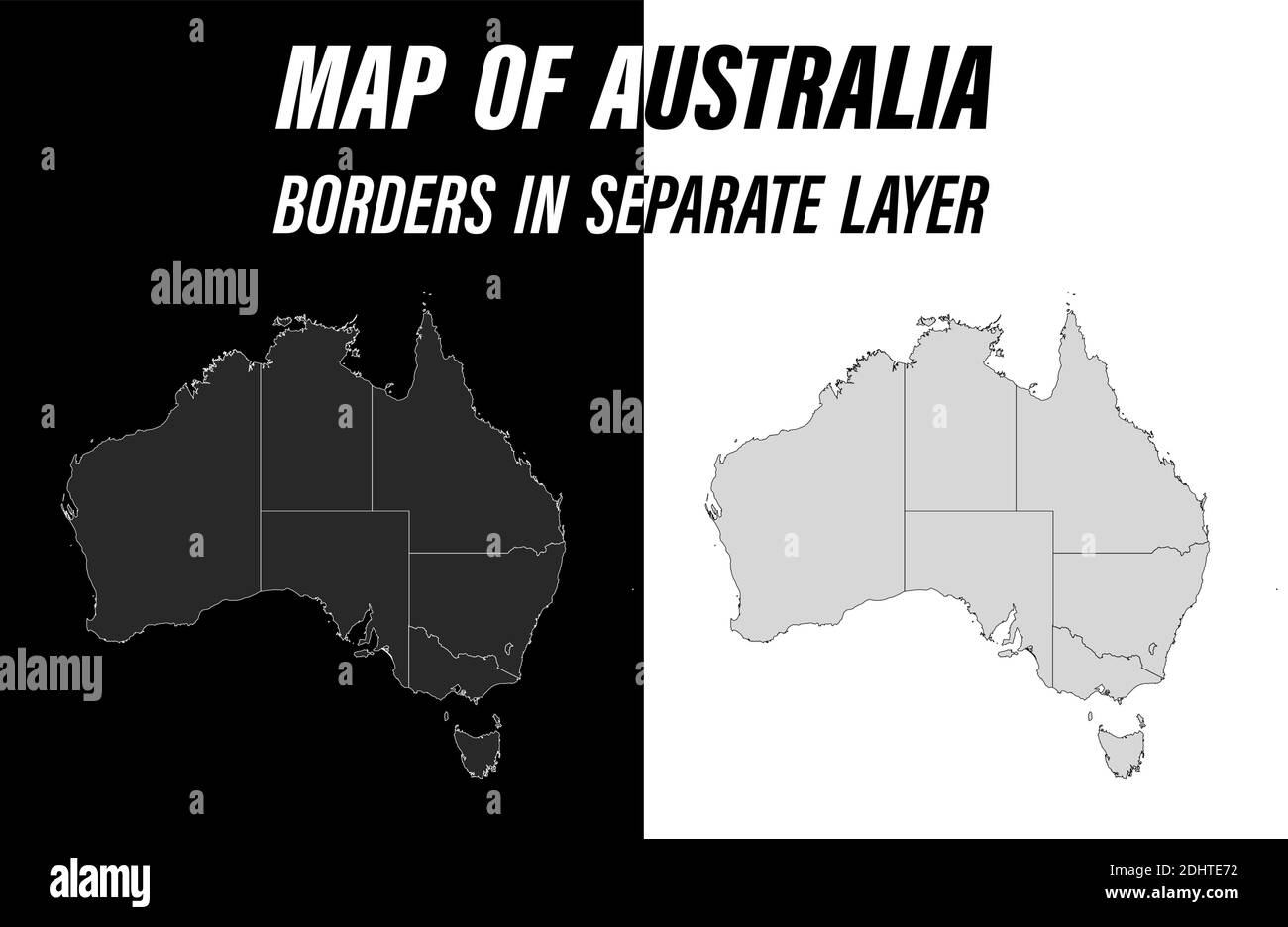 detailed map of Australia with borders. Educational design element ...