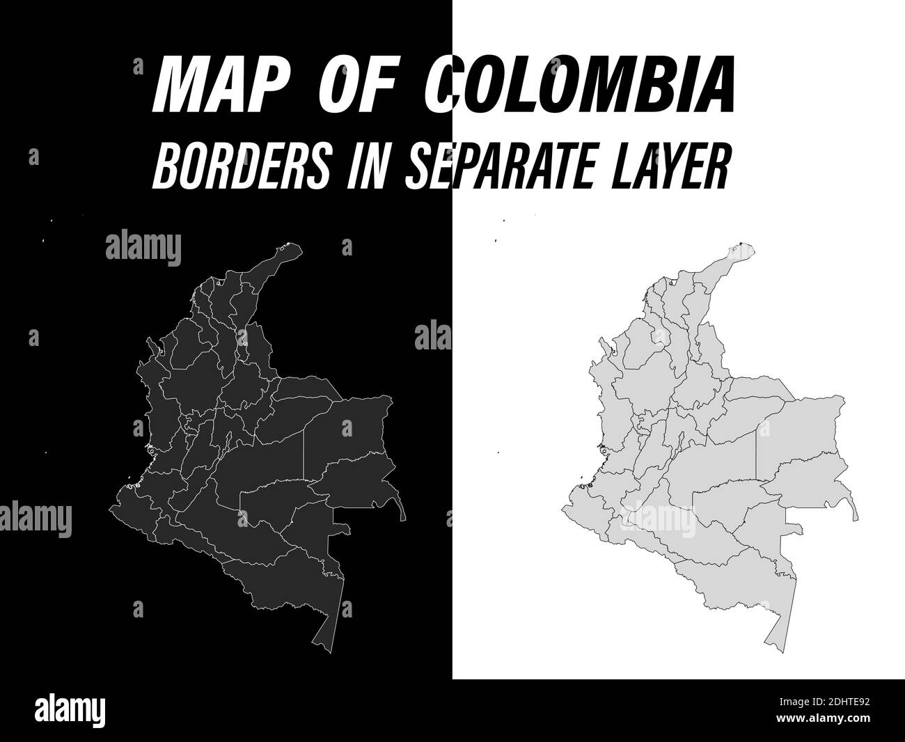 detailed map of Colombia with borders. Educational design element. Easy ...