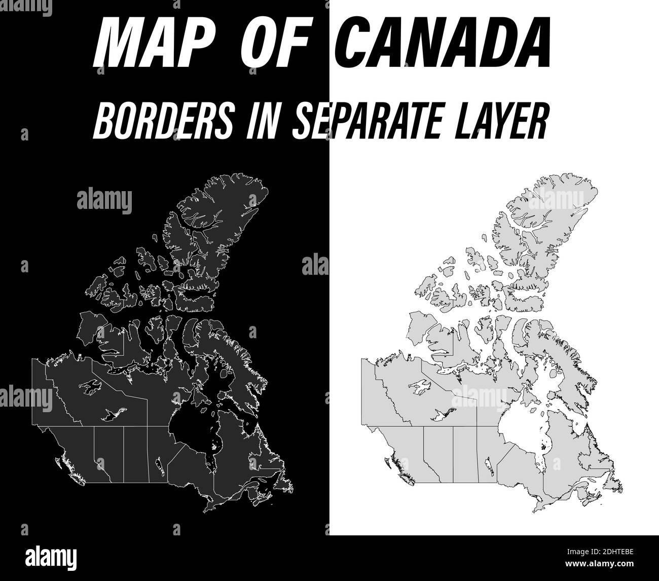 detailed map of Canada with borders. Educational design element. Easy ...