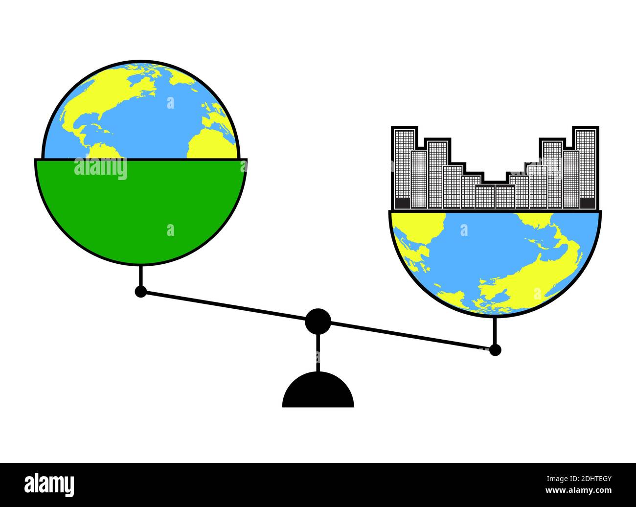 concept, environmental disaster. Environmental pollution. On the scales ...