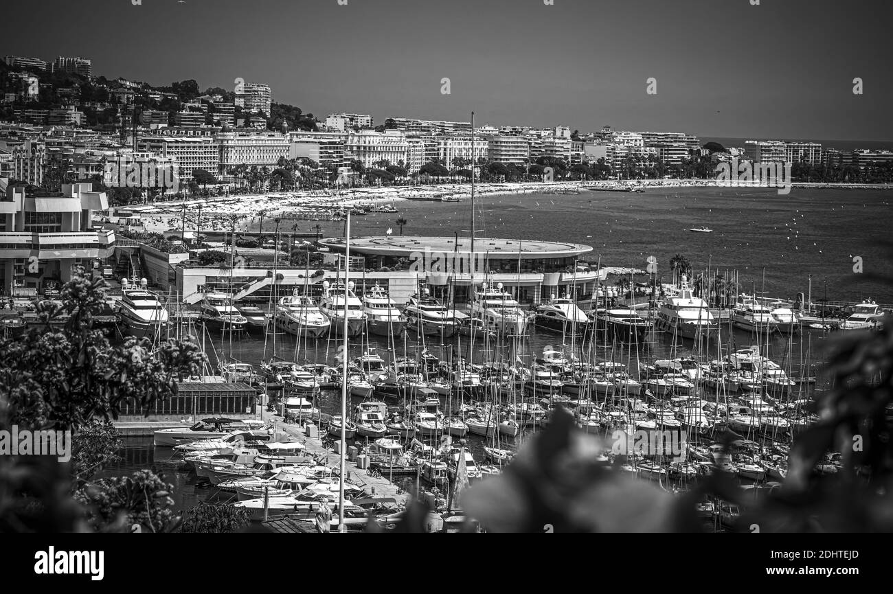 Aerial view over the city of Cannes at the French riviera Stock Photo ...