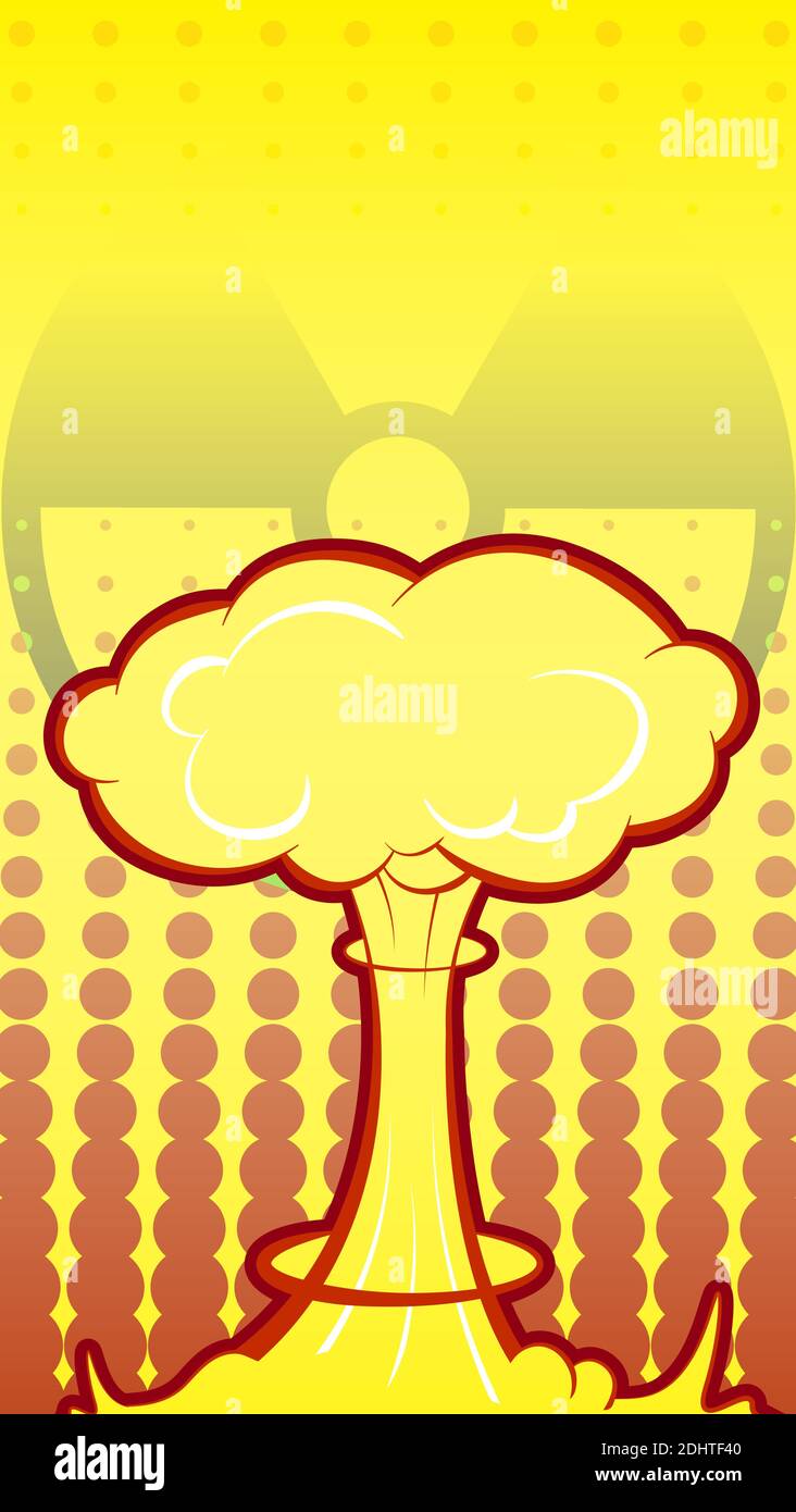 nuclear explosion in comic style. Danger of using weapons of mass ...