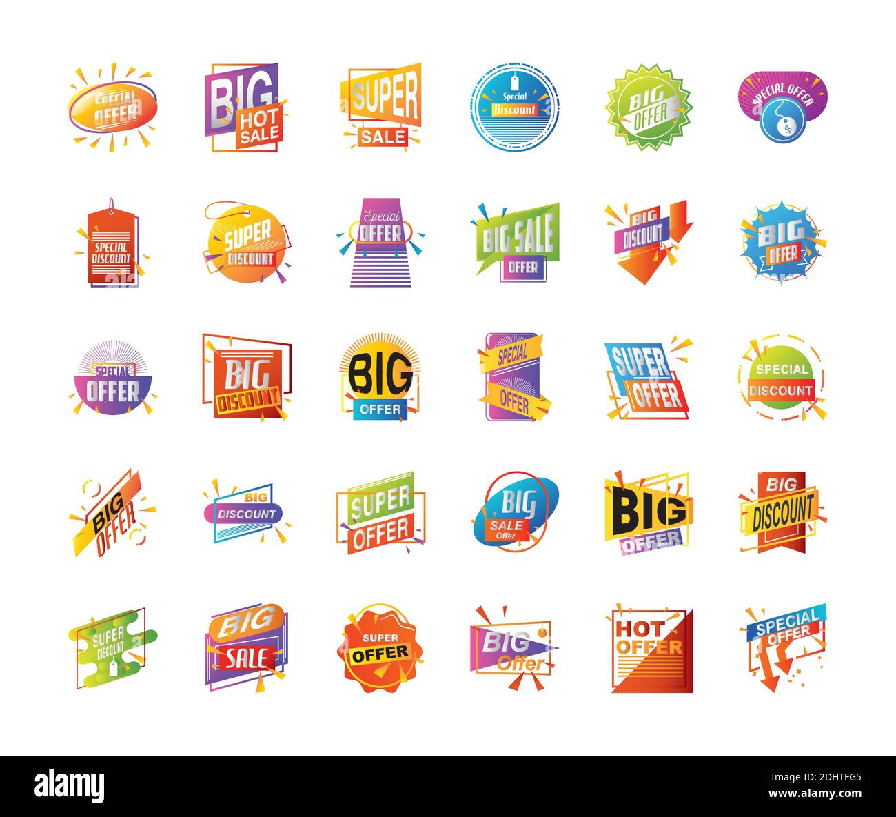 special offer season discount tags, coupon shape stickers templates ...