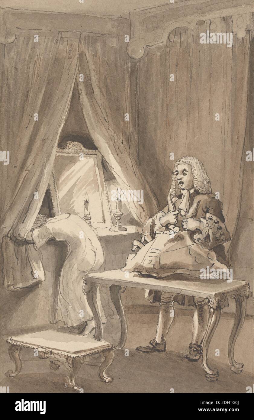 Hogarth After His Wife had Put on a New Night Shirt, Ties up Her Things ...