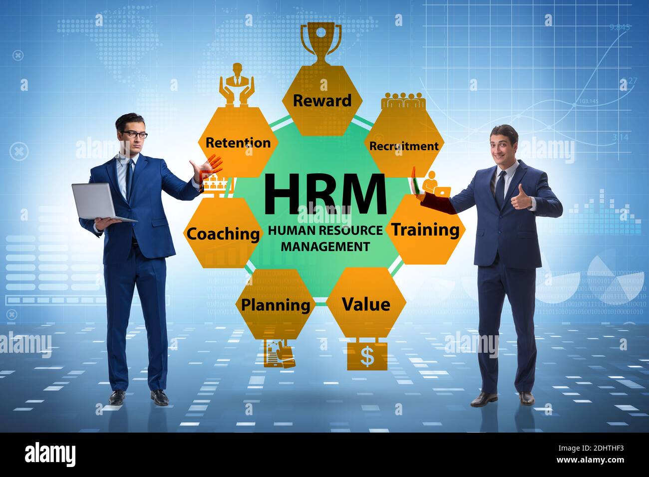 HRM - Human resource management concept with the businessman Stock ...
