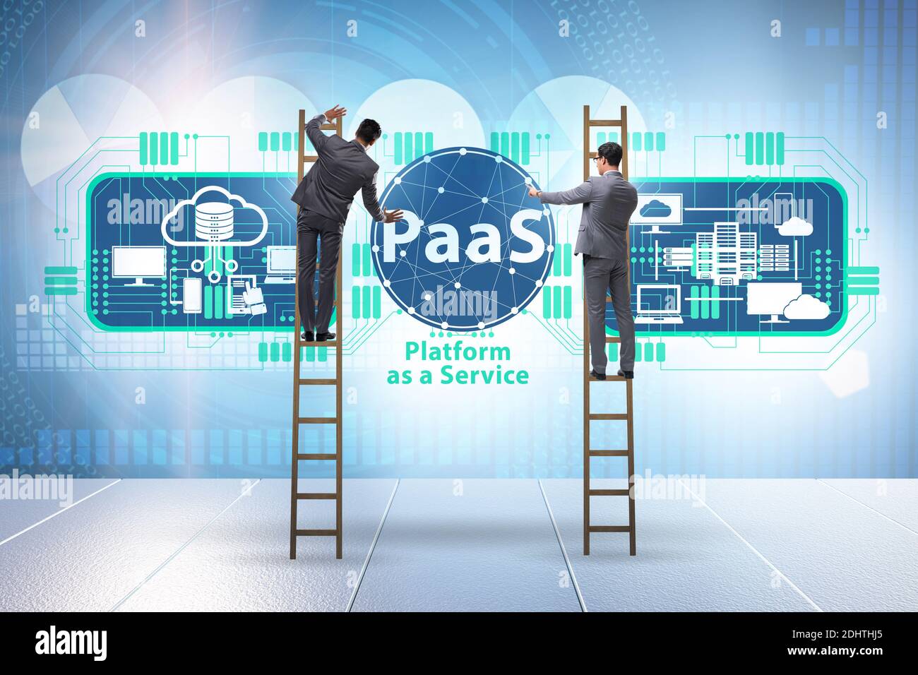 Platform as a service concept with the businessman Stock Photo - Alamy