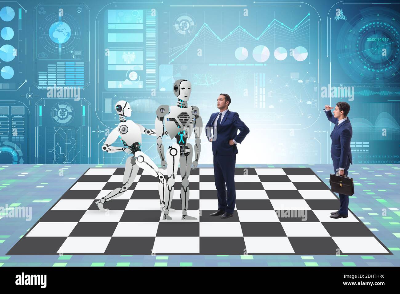 Concept of rivalry between robots and the humans Stock Photo - Alamy