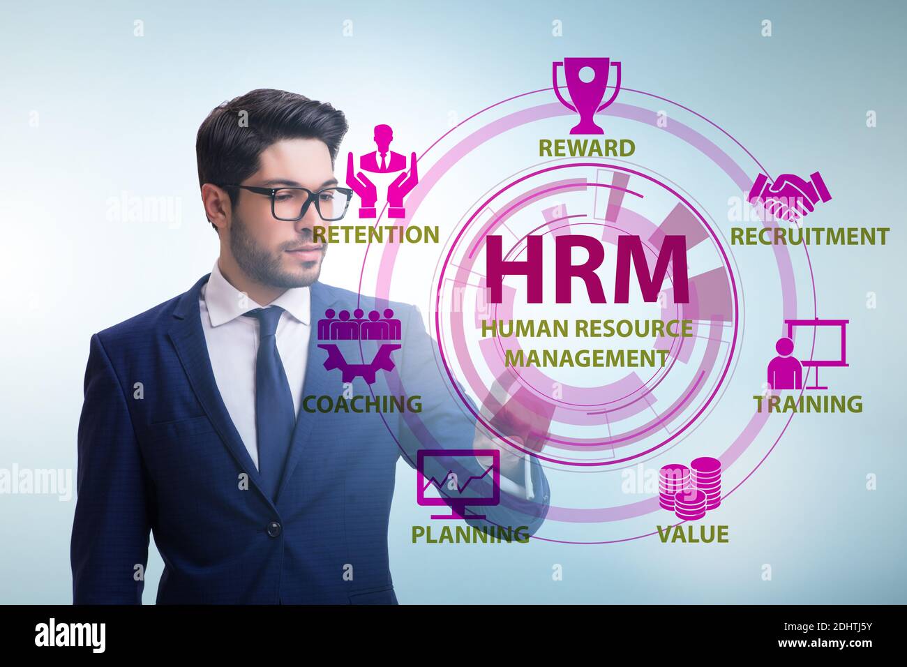 HRM - Human resource management concept with the businessman Stock ...