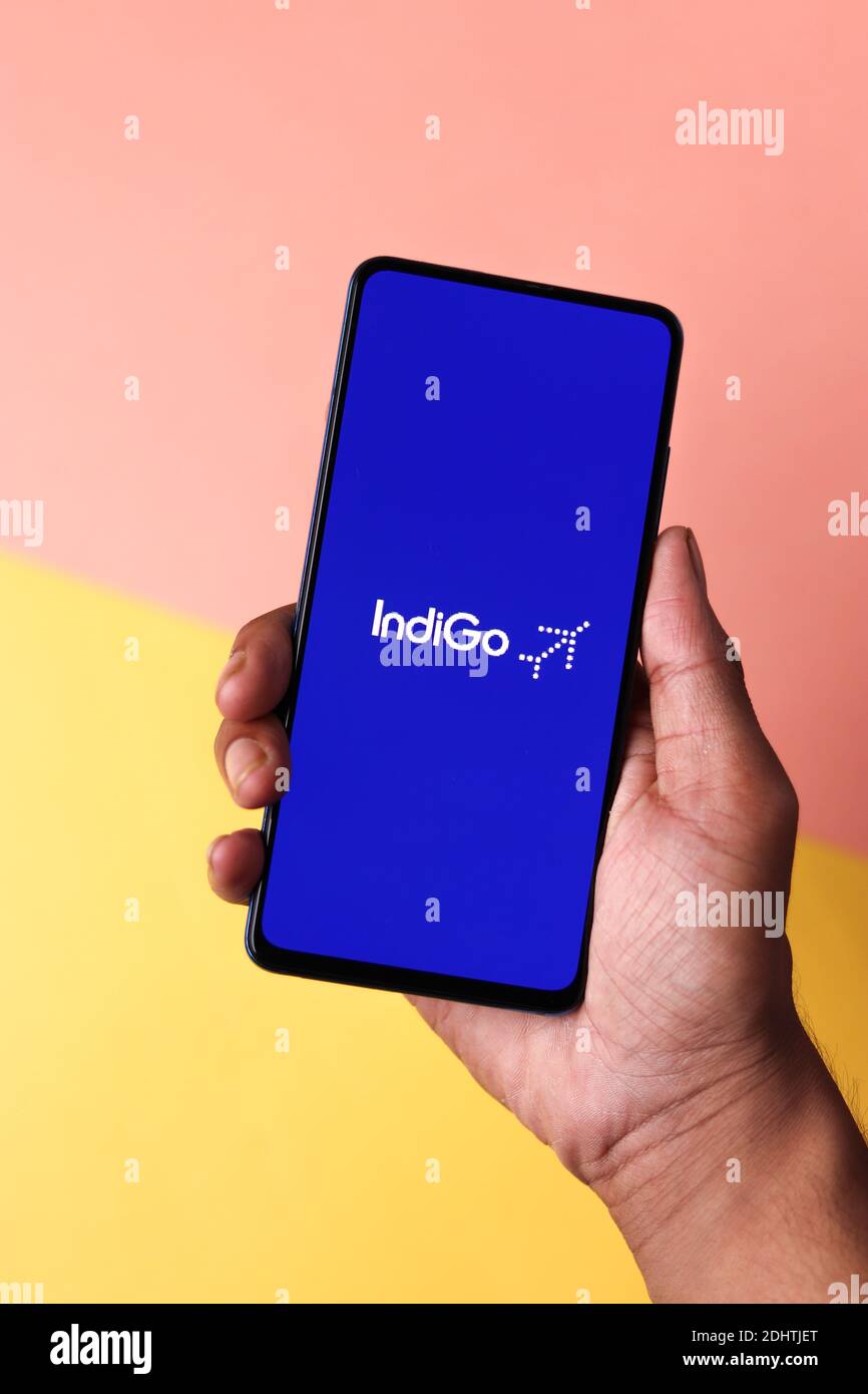 Assam, india - December 20, 2020 : Indigo logo on phone screen stock ...