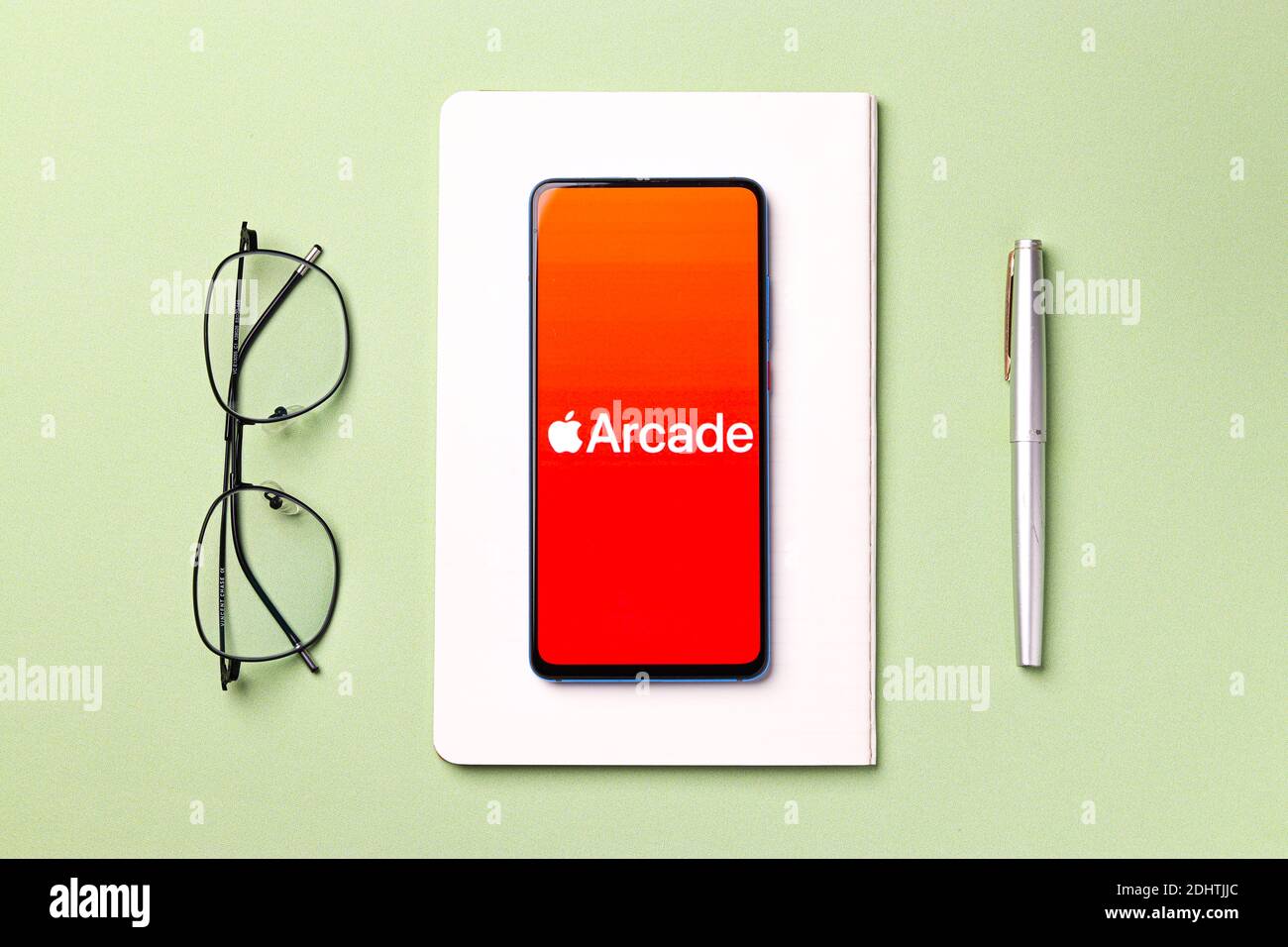 Assam, india - September 25, 2020 : Apple Arcade logo on phone screen ...