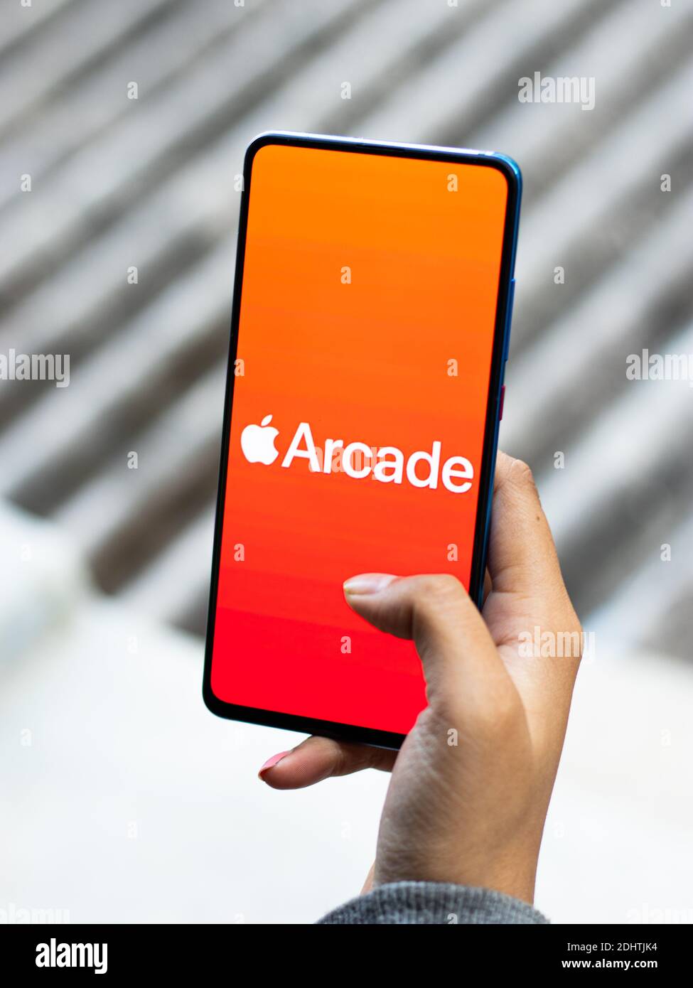 Assam, india - September 25, 2020 : Apple Arcade logo on phone screen ...