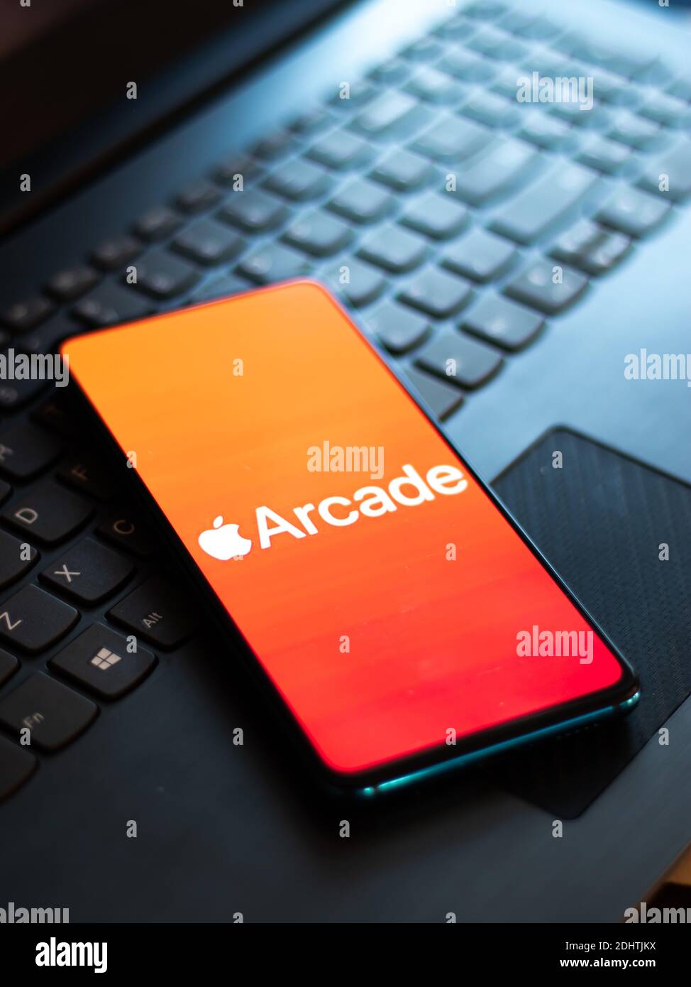 Assam, india - September 25, 2020 : Apple Arcade logo on phone screen ...