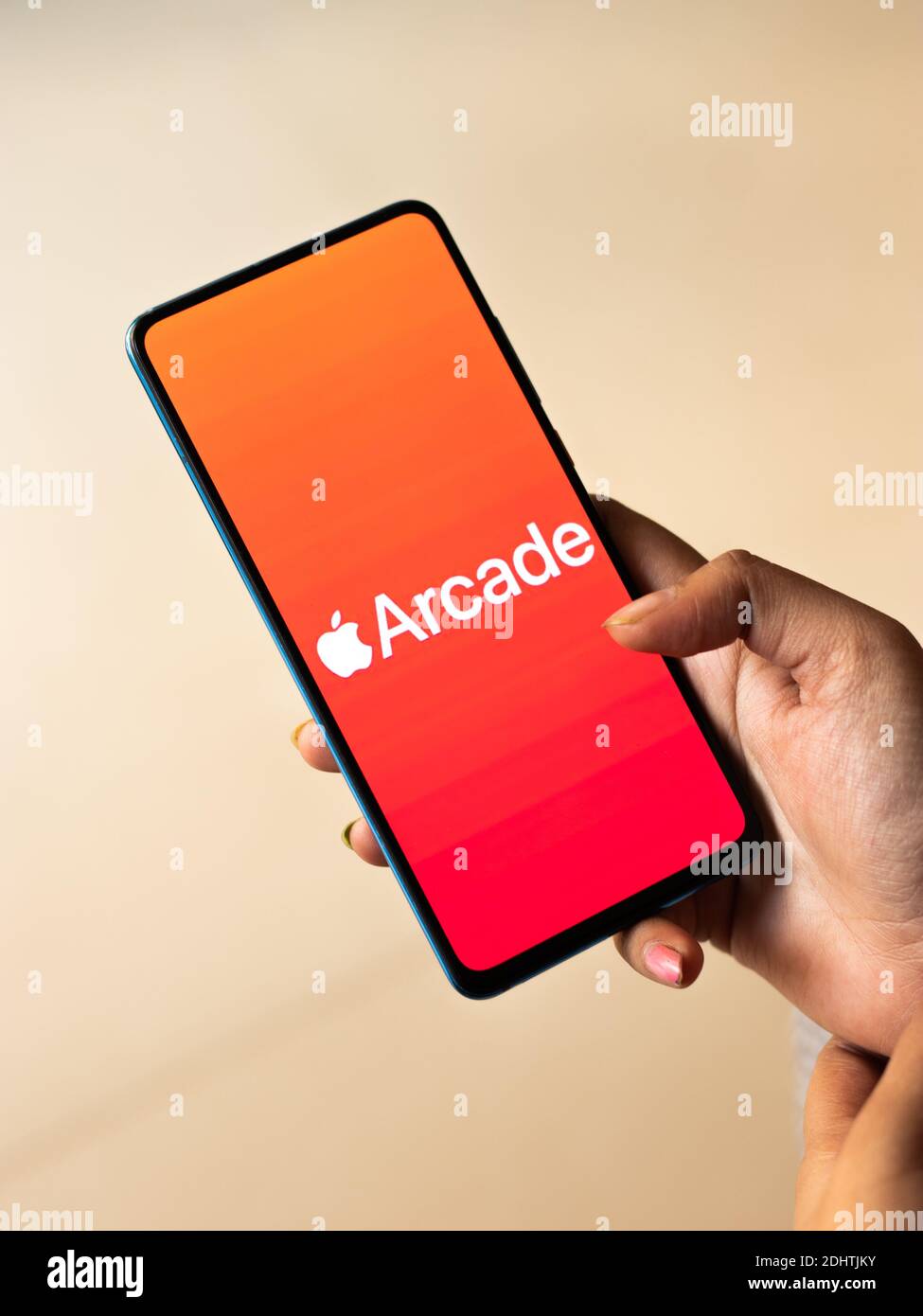 Assam, india - September 25, 2020 : Apple Arcade logo on phone screen ...