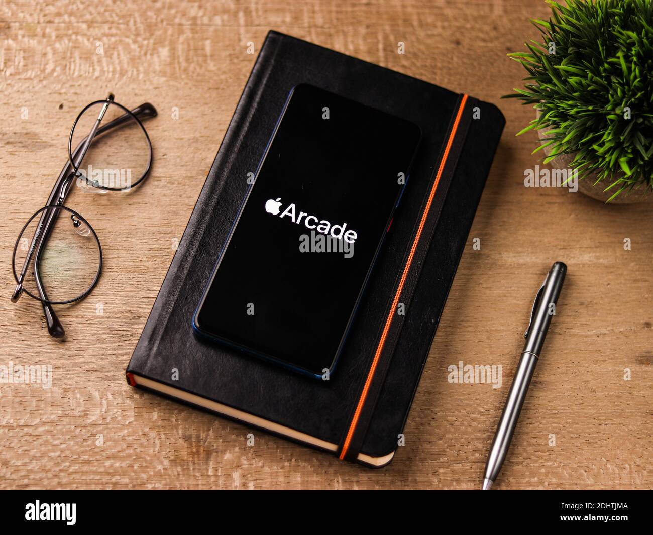 Assam, india - September 25, 2020 : Apple Arcade logo on phone screen ...