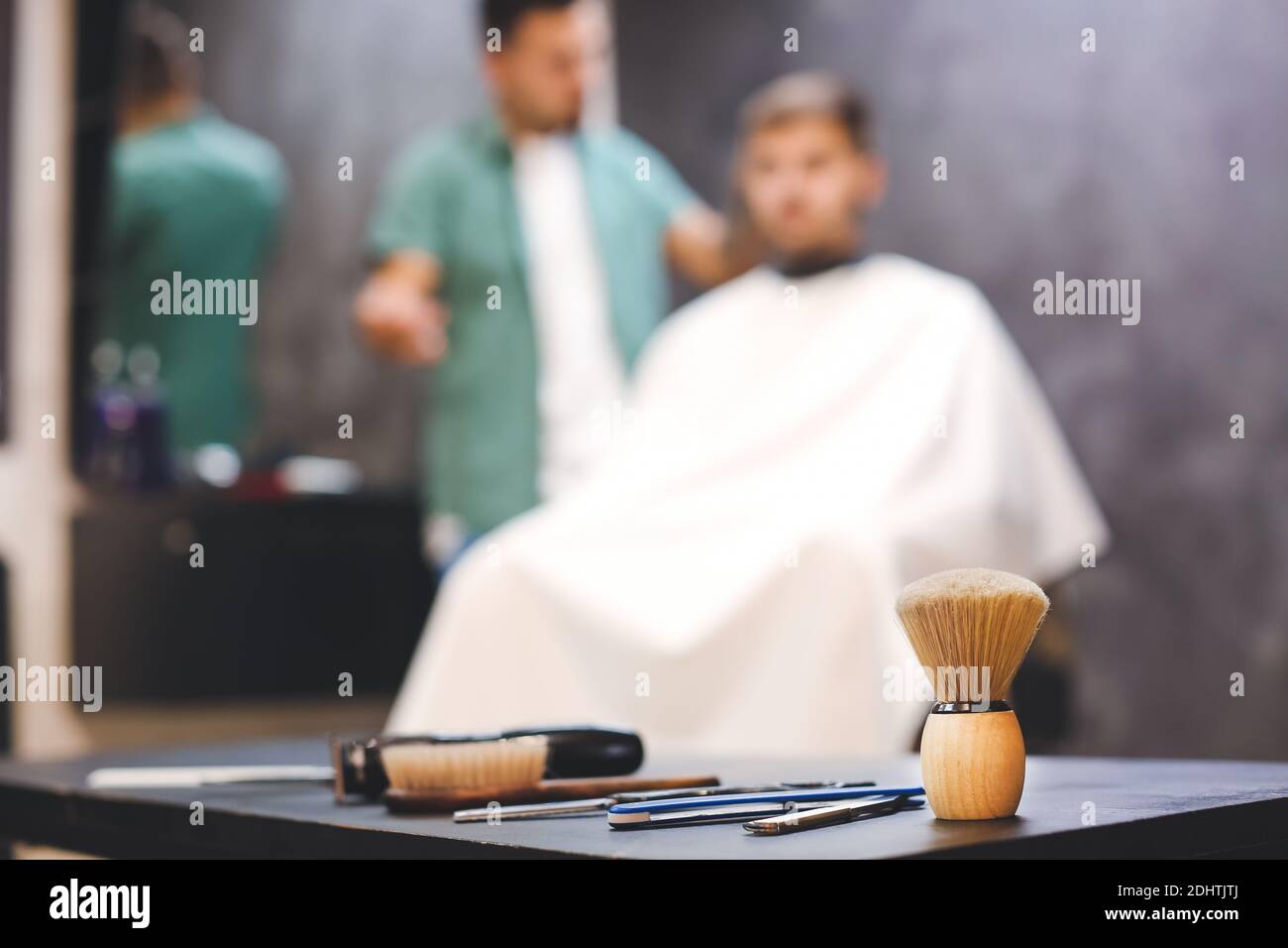 Shaving tools for men in barbershop Stock Photo - Alamy