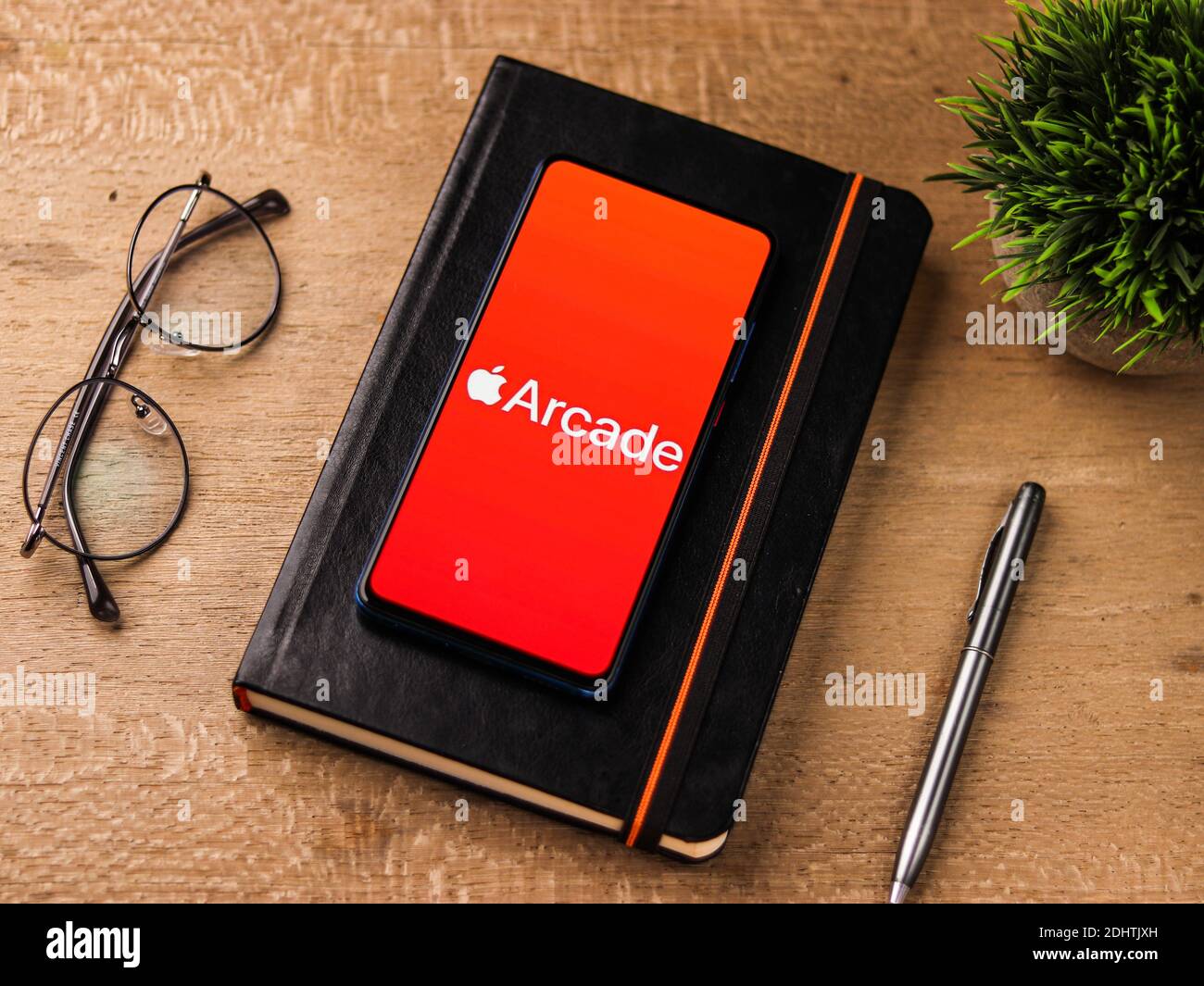 Assam, india - September 25, 2020 : Apple Arcade logo on phone screen ...