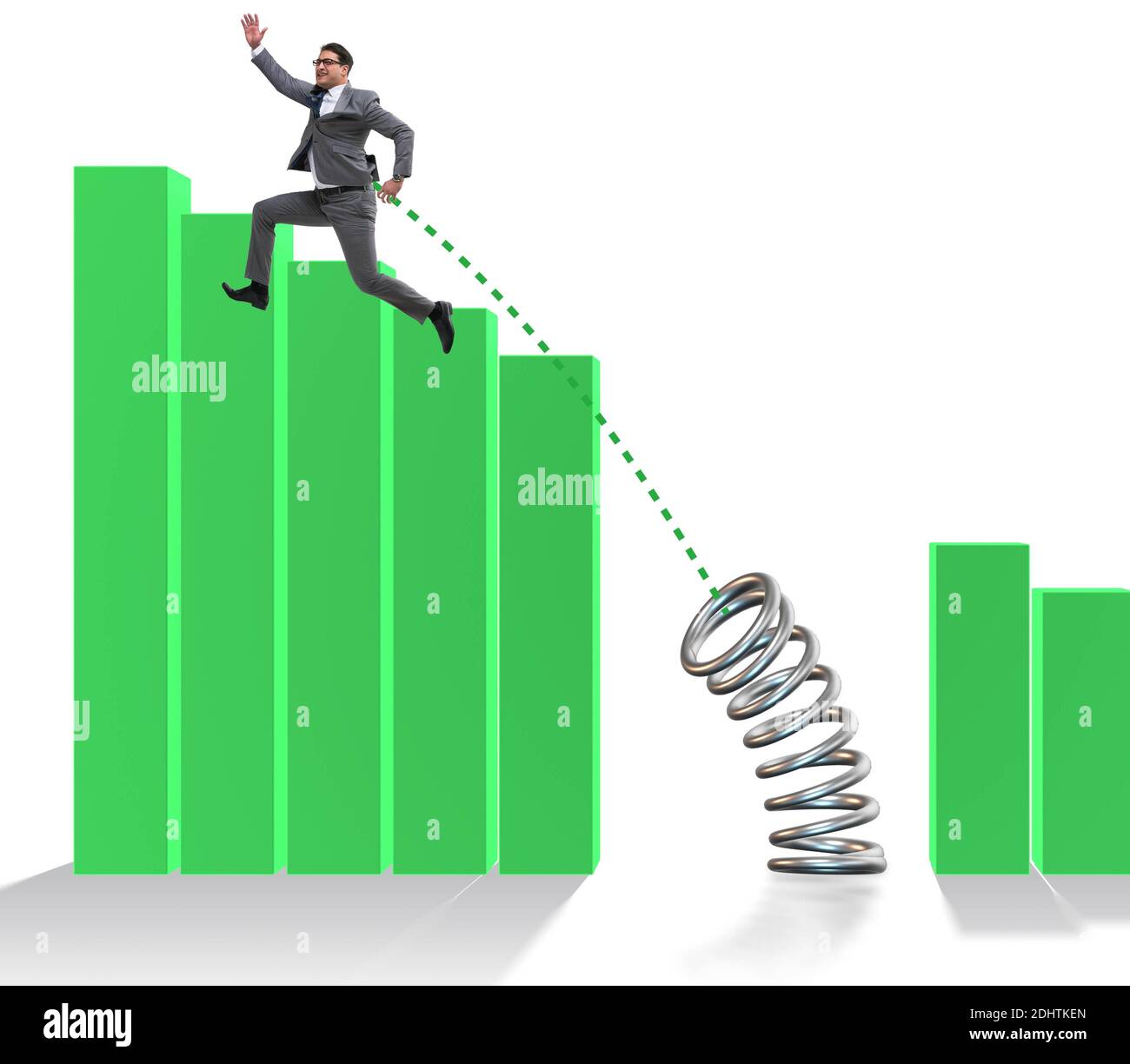 The business people jumping over bar charts Stock Photo - Alamy