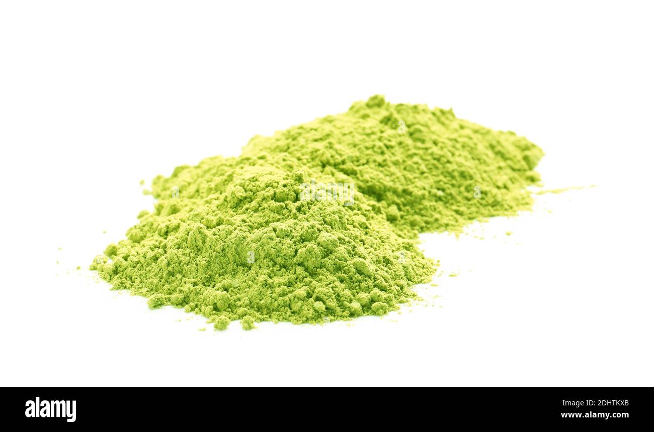 Powdered matcha tea on white background Stock Photo - Alamy