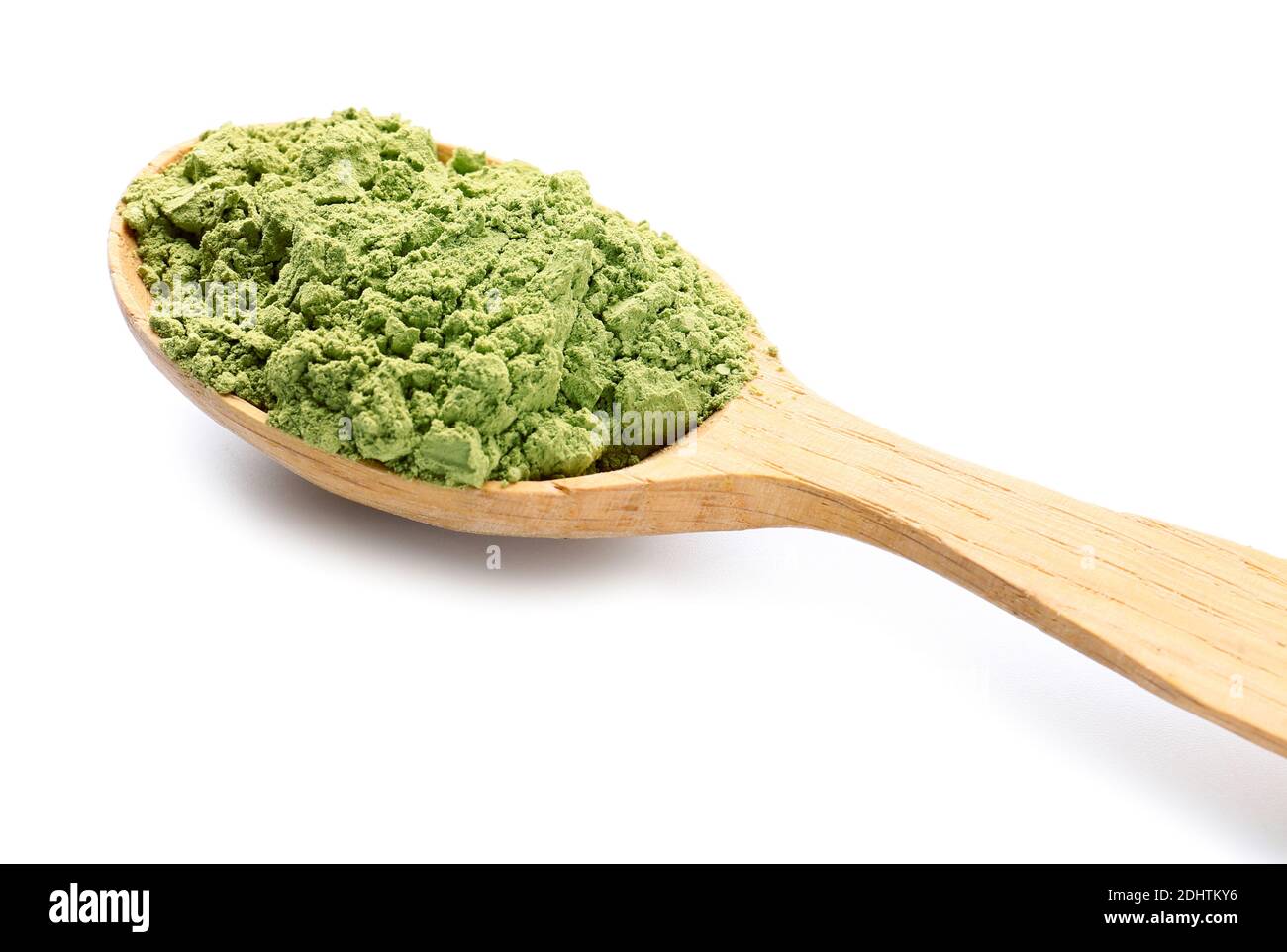 Spoon with matcha tea powder on white background Stock Photo - Alamy