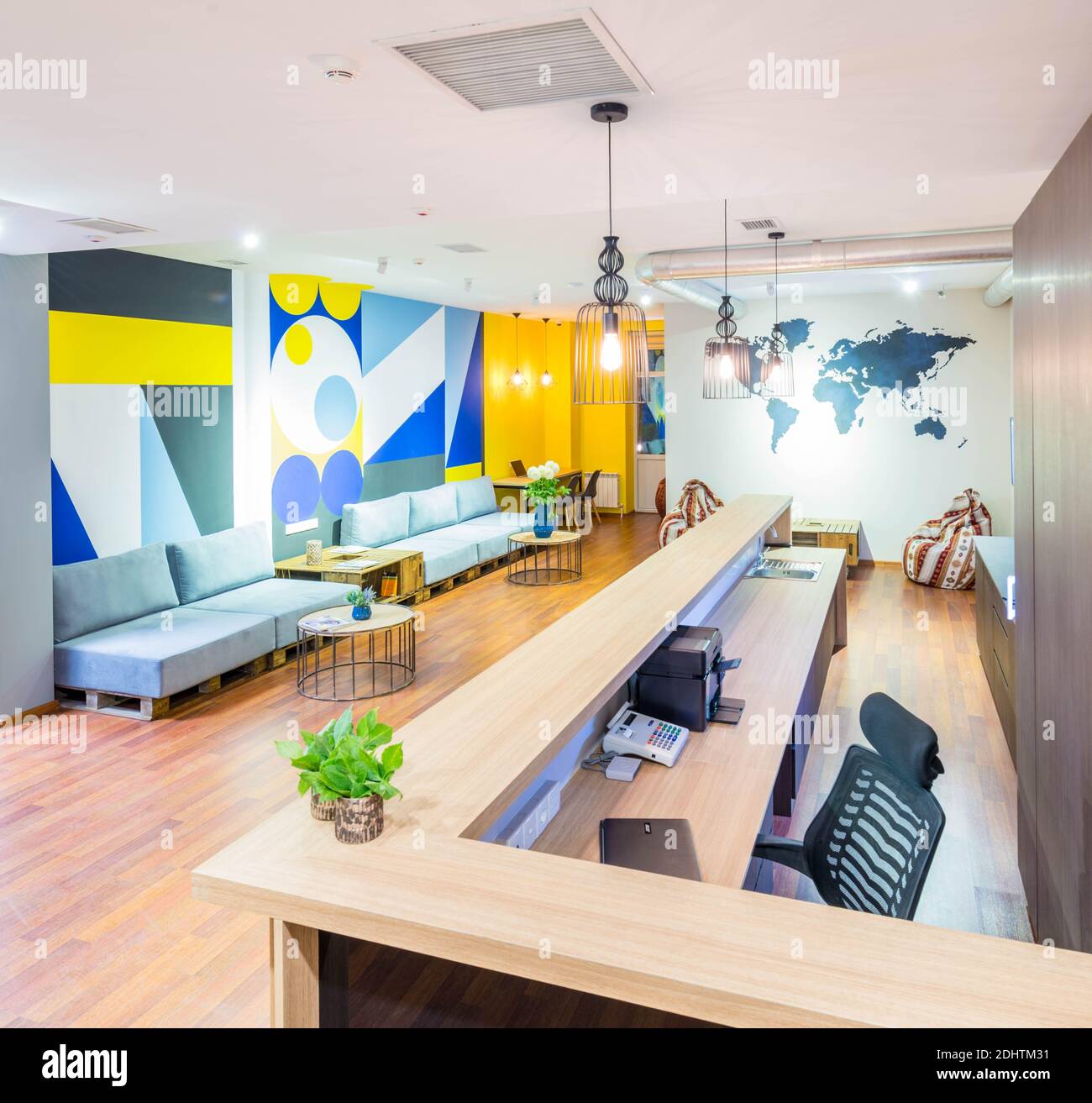 The hotel reception of hostel dormitory Stock Photo - Alamy