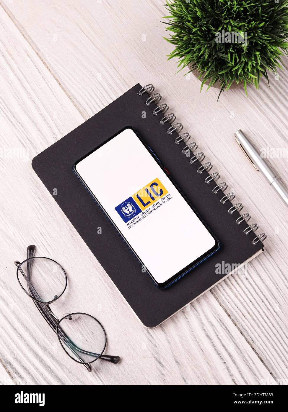 Assam, india - December 20, 2020 : LIC logo on phone screen stock image ...