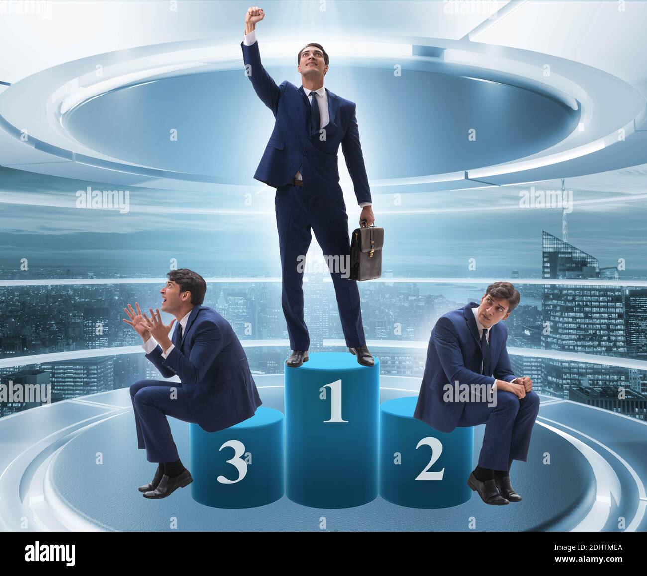 The businessman winning the first place in competition concept Stock ...