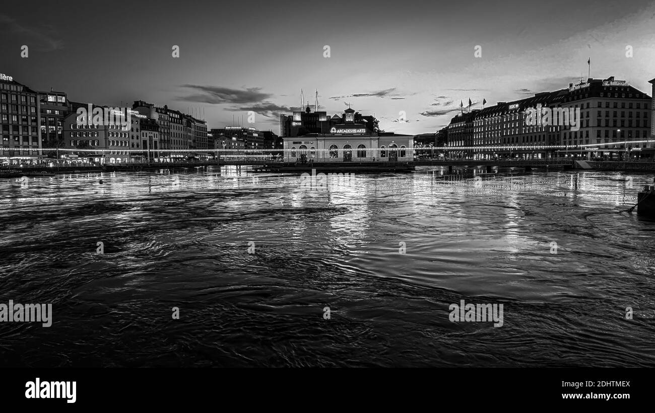 City of Geneva at night Stock Photo - Alamy