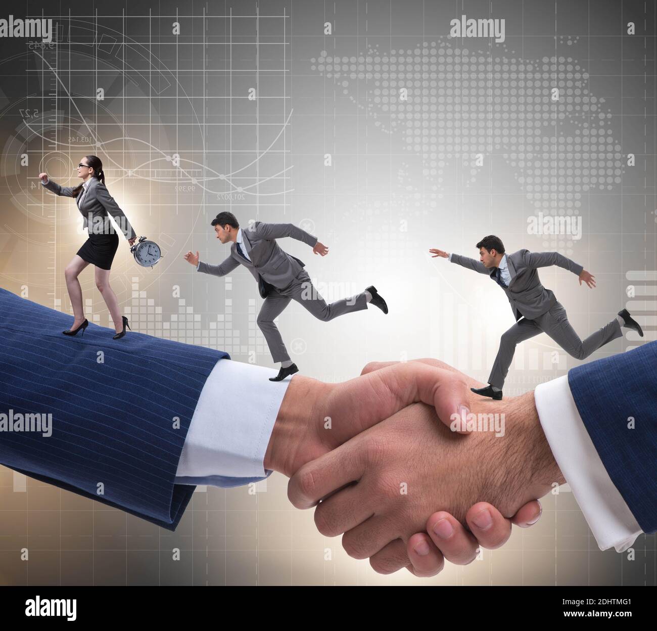 The cooperation concept with people running on handshake Stock Photo ...