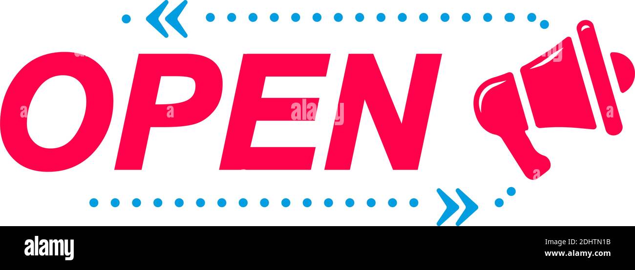Open labels. Speech bubbles with megaphone icon. Advertising and ...