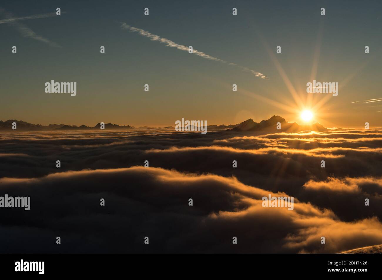 Sunset at Mount Rigi Stock Photo - Alamy