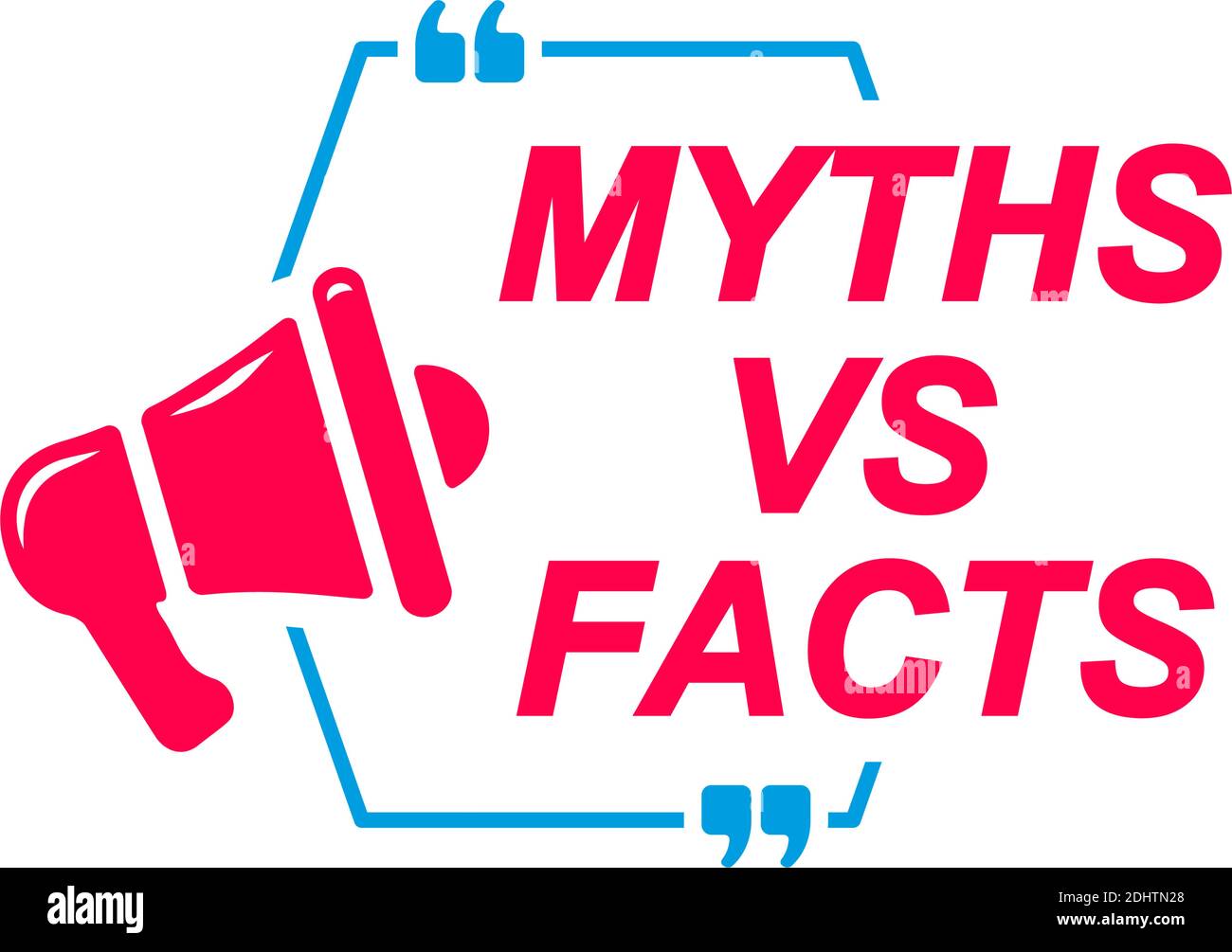 Myths Vs Facts labels. Speech bubbles with megaphone icon. Advertising ...