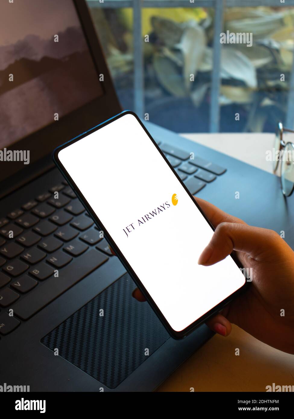 Assam, india - December 20, 2020 : Jet Airways logo on phone screen ...