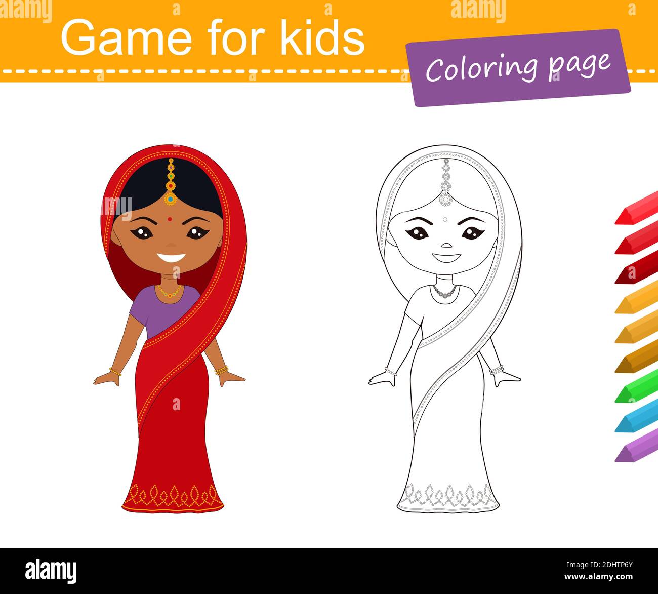 Coloring page. Educational game for children. Flat cartoon style ...