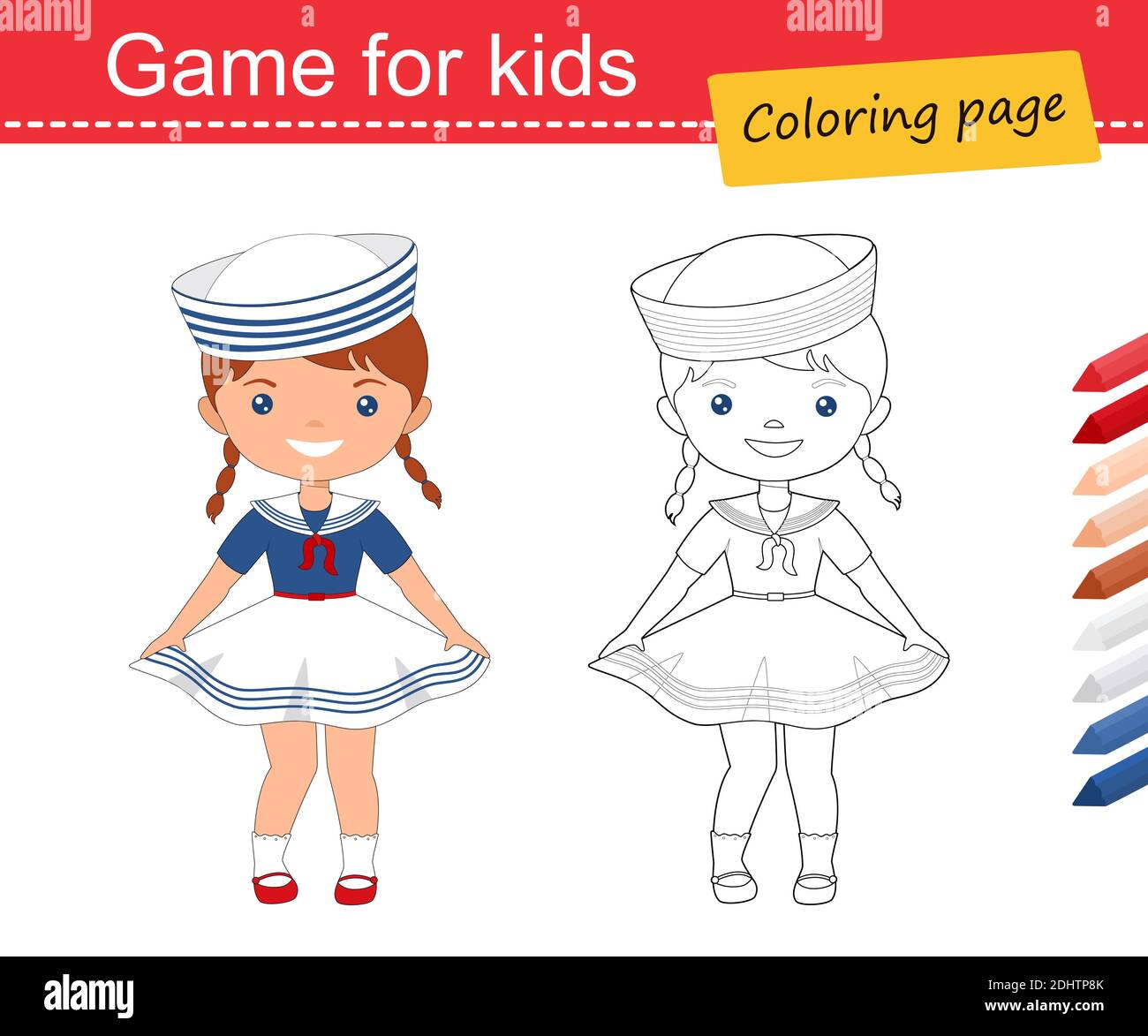 Coloring page. Educational game for children. Flat cartoon style ...