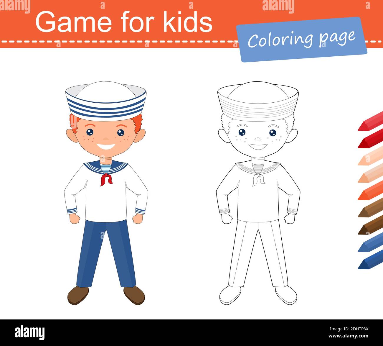 Coloring page. Educational game for children. Flat cartoon style ...